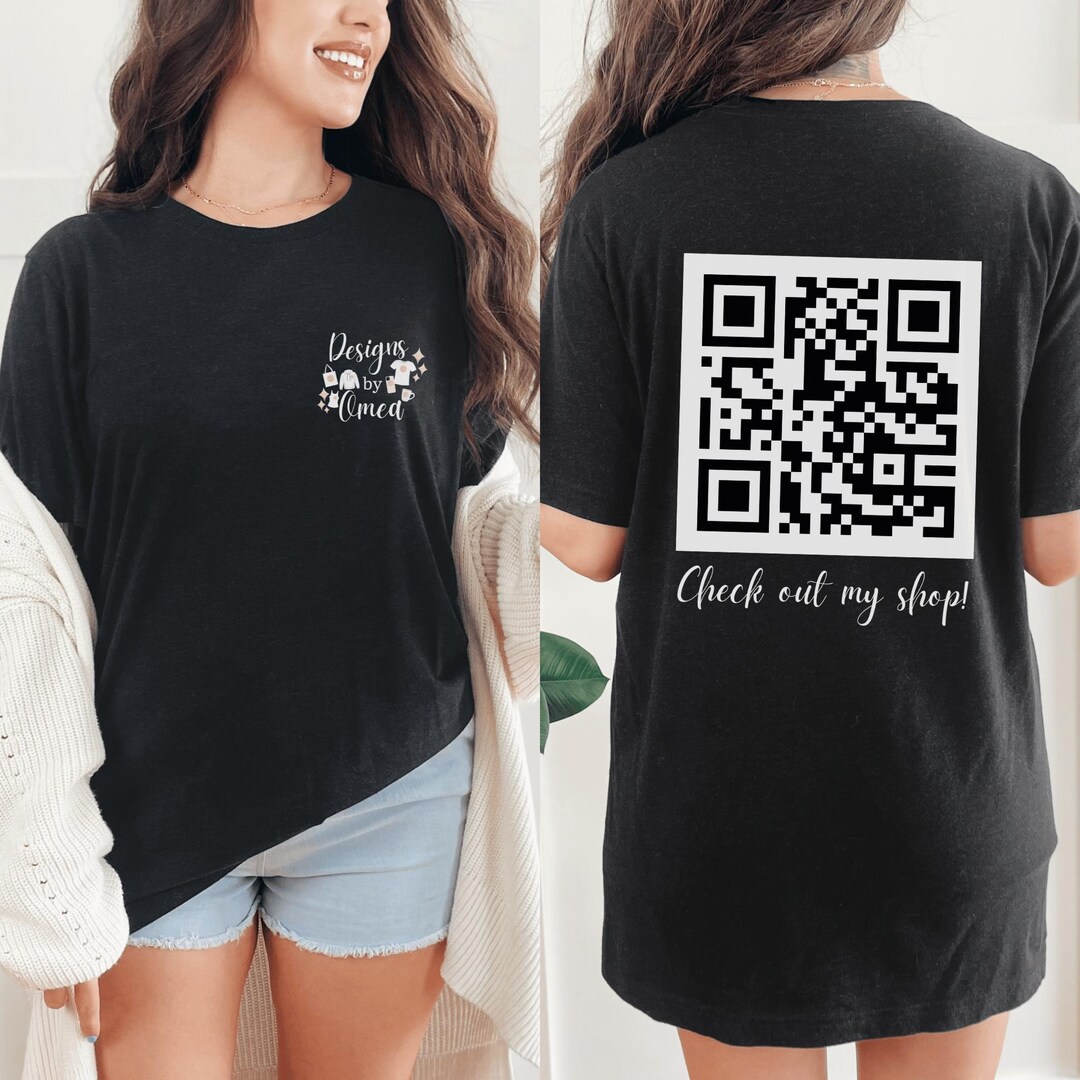 Custom Business QR Code Tshirts, Front and Back Small Business Logo ...