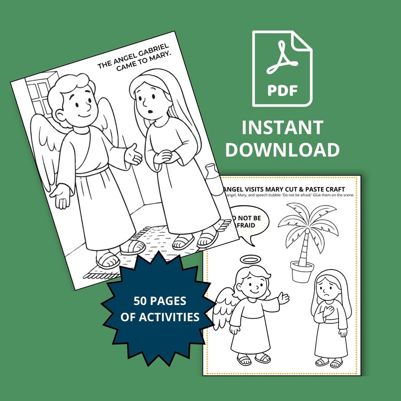 Luke 1:26–38 Christmas Bible Lesson for Kids | 50-page Advent Printable ...