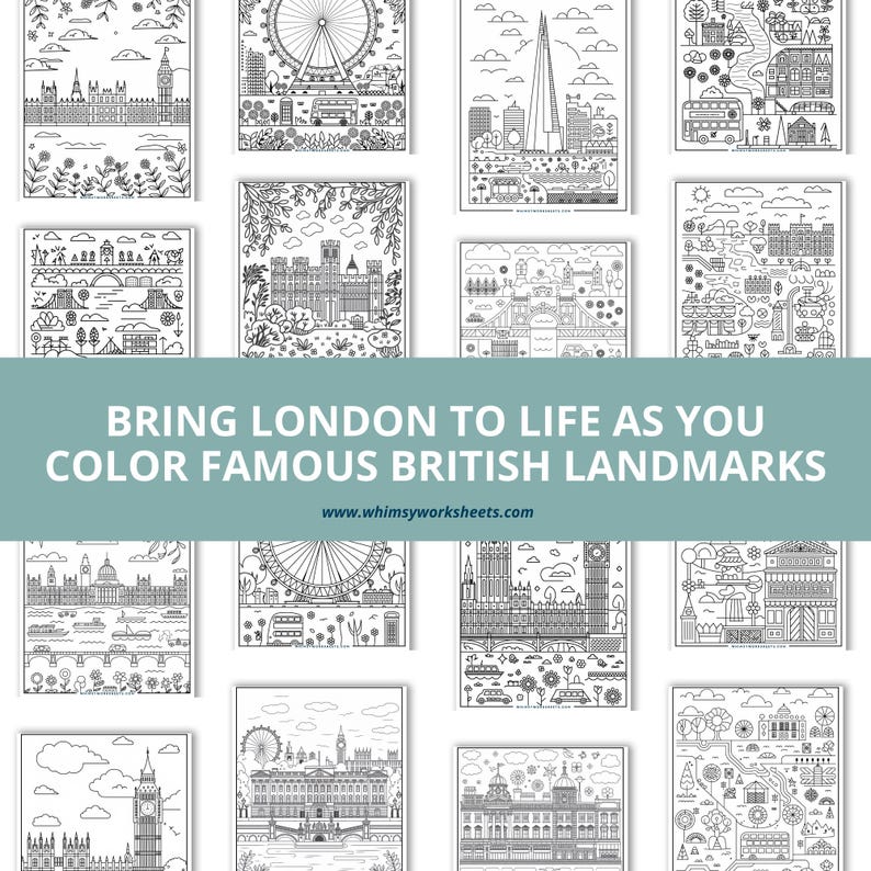 40 London Activities Coloring Pages | Kid and Adult Sheets | Travel ...