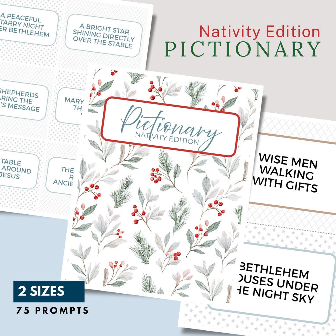 Nativity Christmas Pictionary | Holiday Party Game With 75 Bible ...