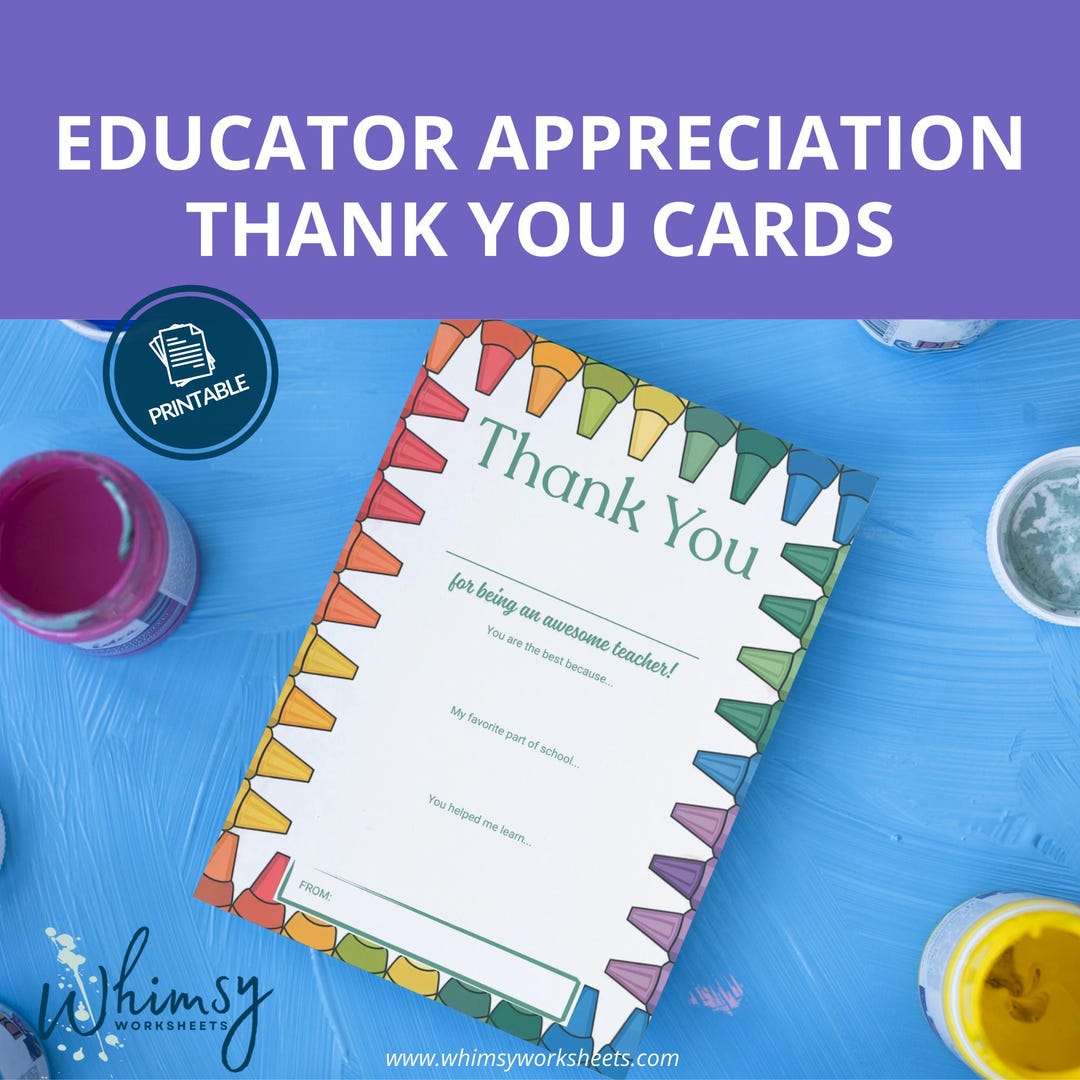 Teacher Thank You Cards | Fill-in Stationery (digital Download) - Etsy