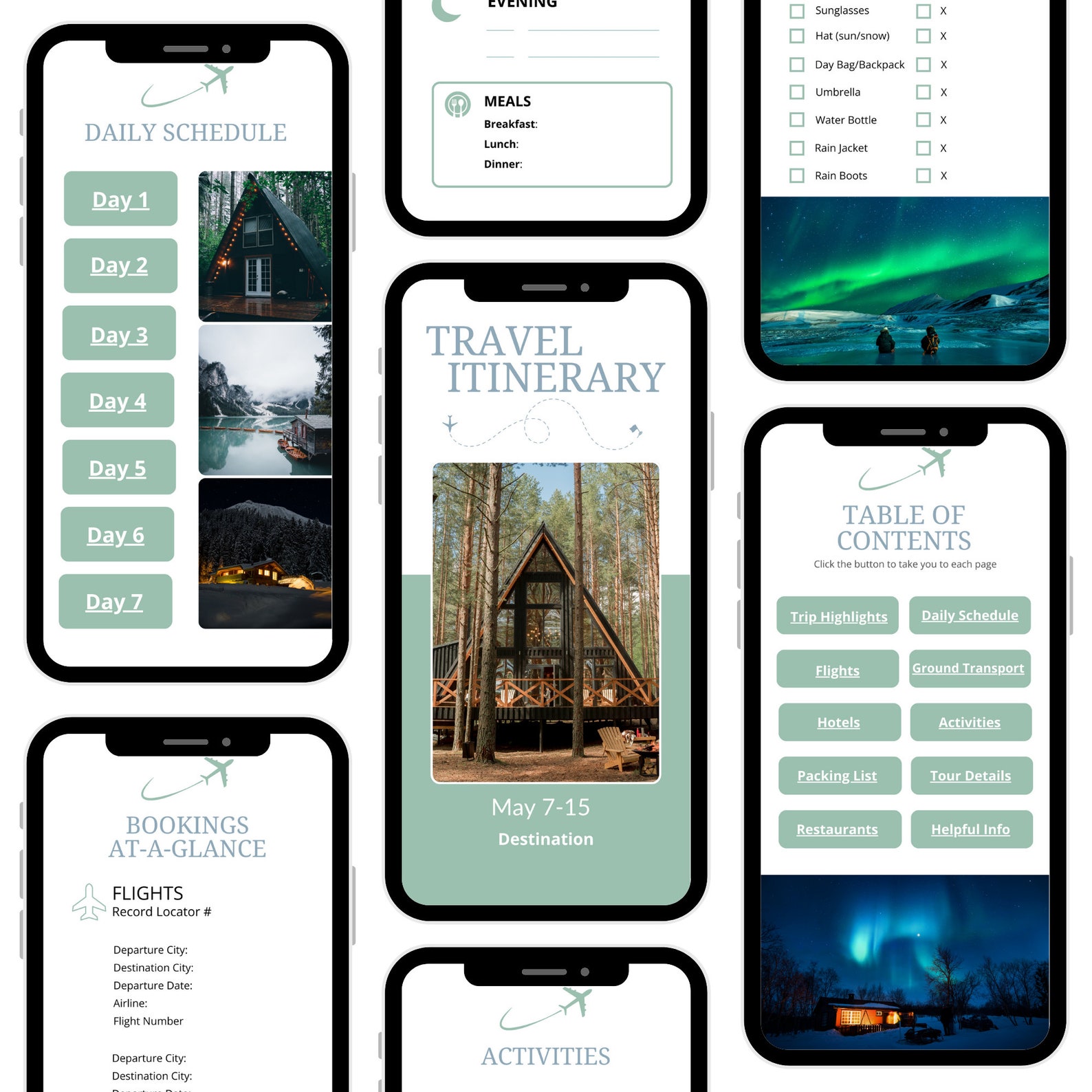 Canva Templates for Travel Itineraries | Digital Trip Planner | Mobile ...