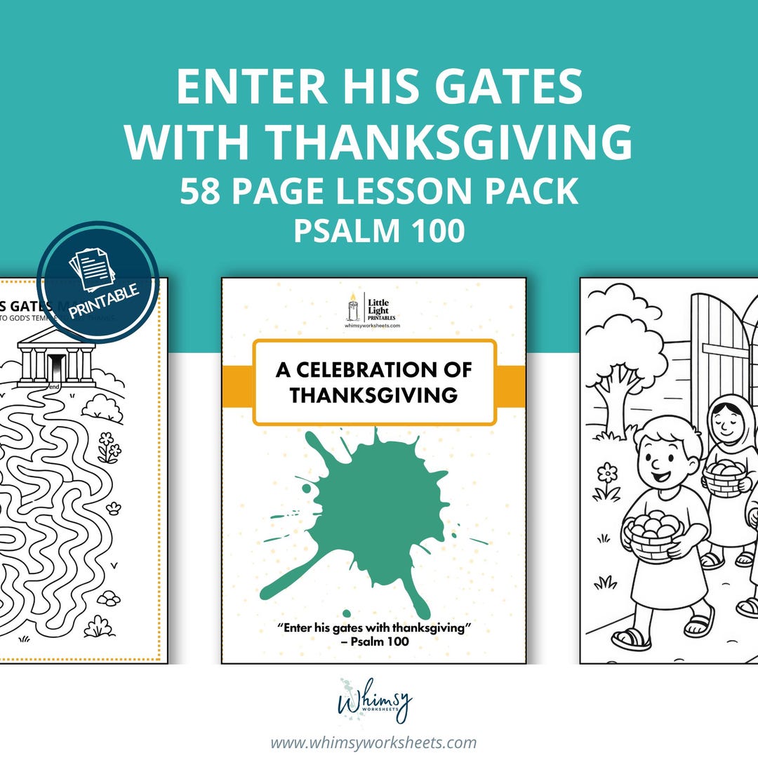 Thanksgiving Bible Lesson for Kids | Psalm 100 | 58-page Sunday School ...