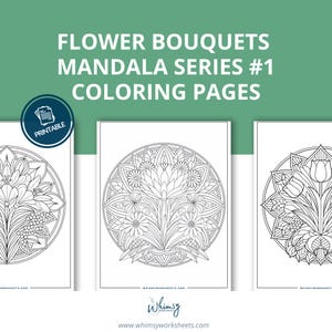 100 Flower Bouquet Mandala Designs | Adult Coloring Book | Floral ...