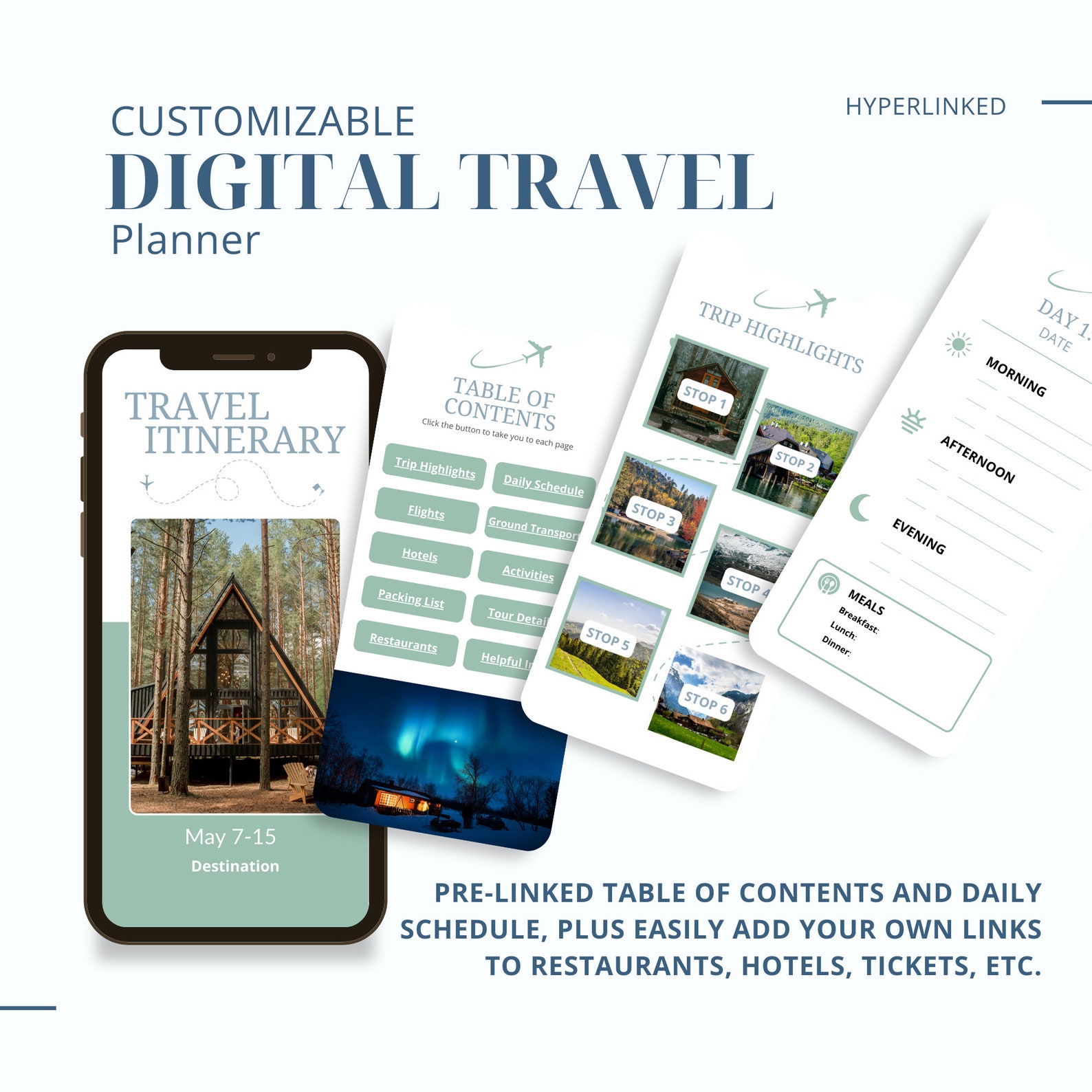Canva Templates for Travel Itineraries | Digital Trip Planner | Mobile ...