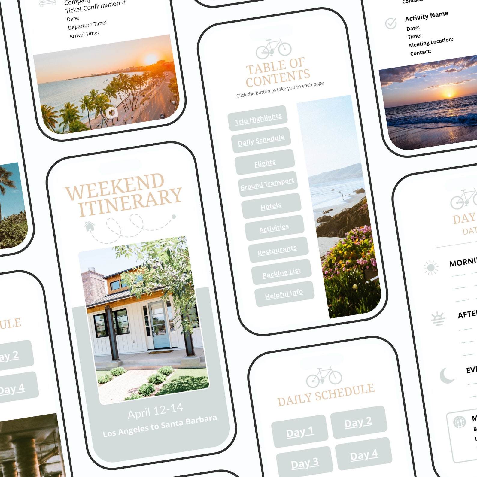 Weekend Trip Travel Itinerary Template Mobile Itinerary Travel Guide ...