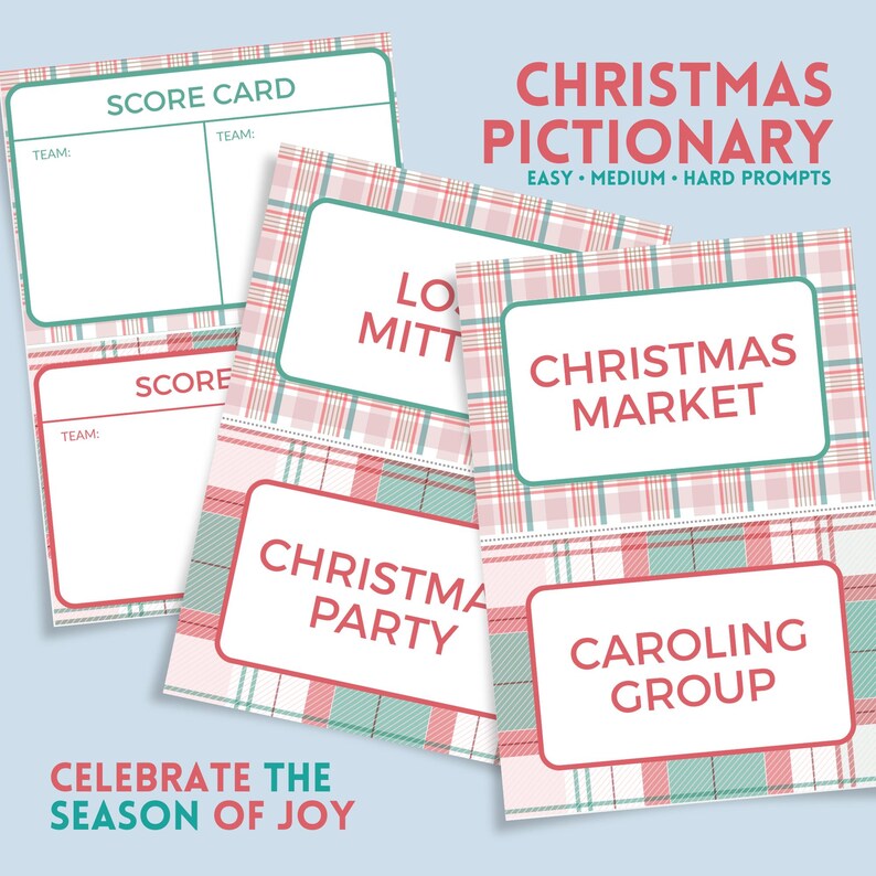 Christmas Pictionary Game Printable | Holiday Party Games for Kids ...