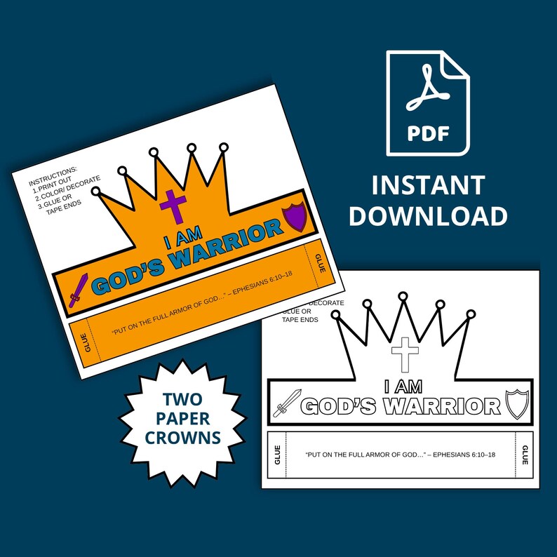 Paper Crafts for Sunday School | Armor of God Printable Crown | Bible ...