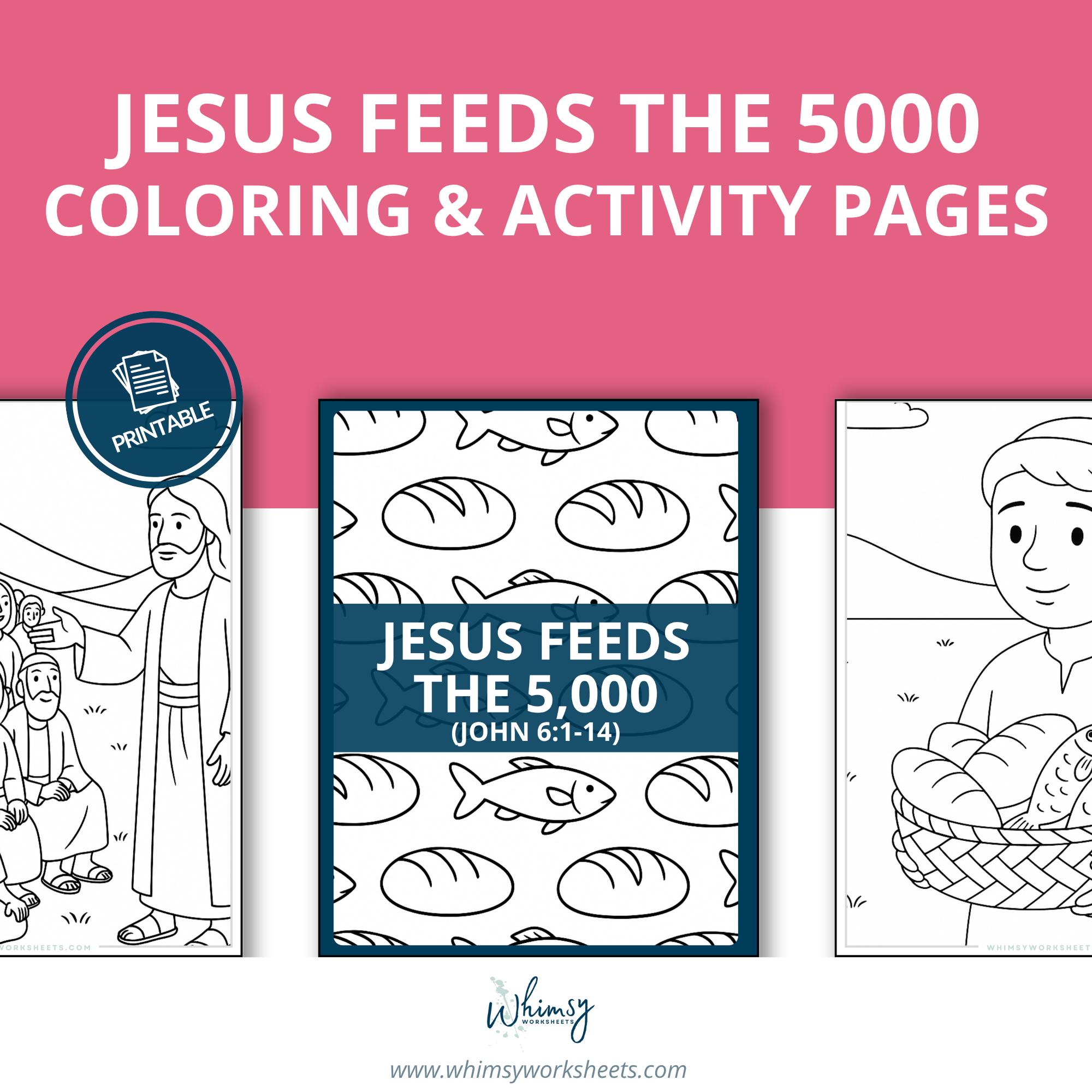 Jesus Feeds 5000 Activity | Coloring Sheets for Sunday School | Bible ...