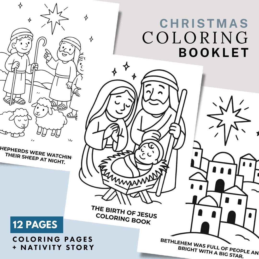 Printable Christmas Bible Coloring Book for Kids | 12 Faith-based ...