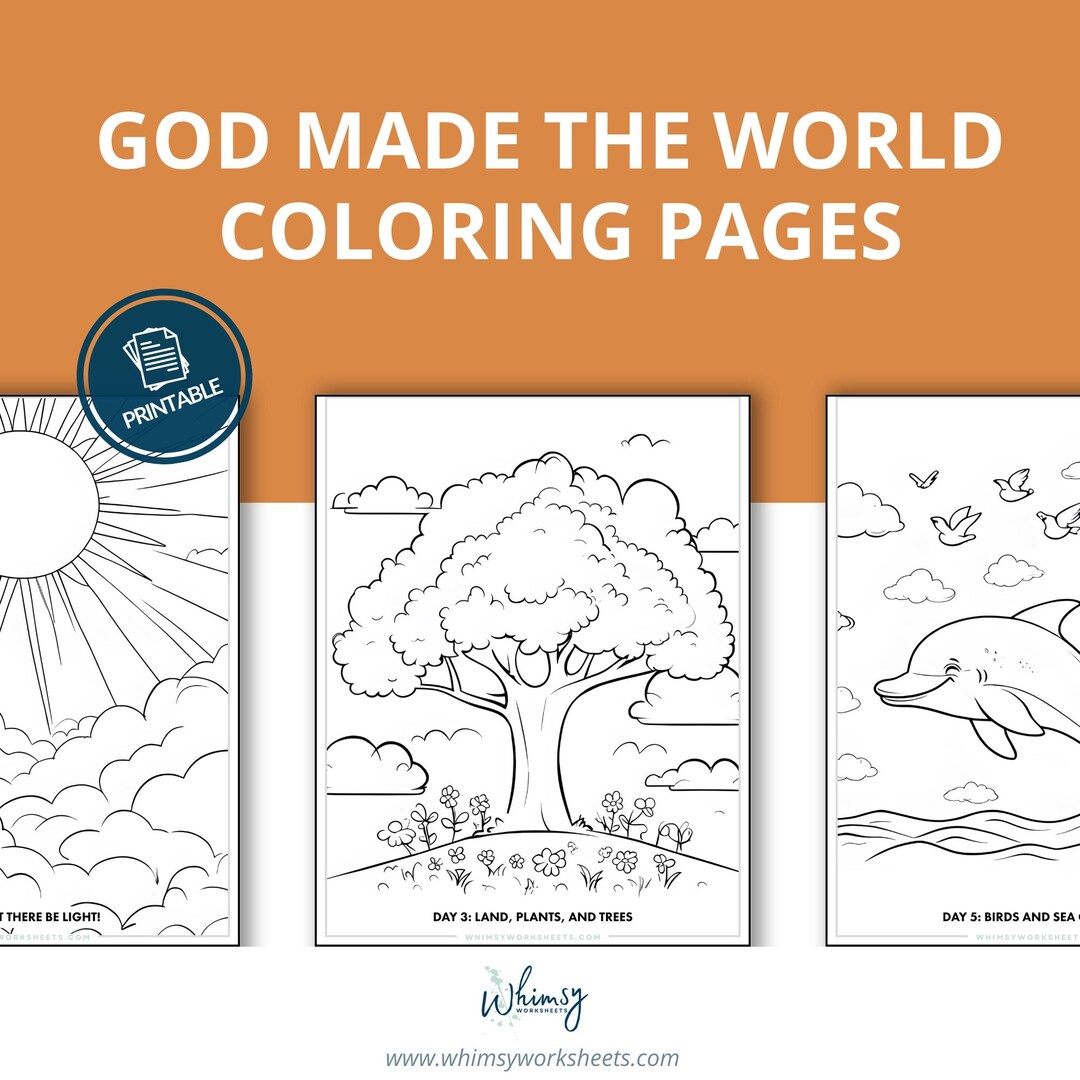 Christian Printable Bundles | Creation Story Coloring Page, Sunday ...