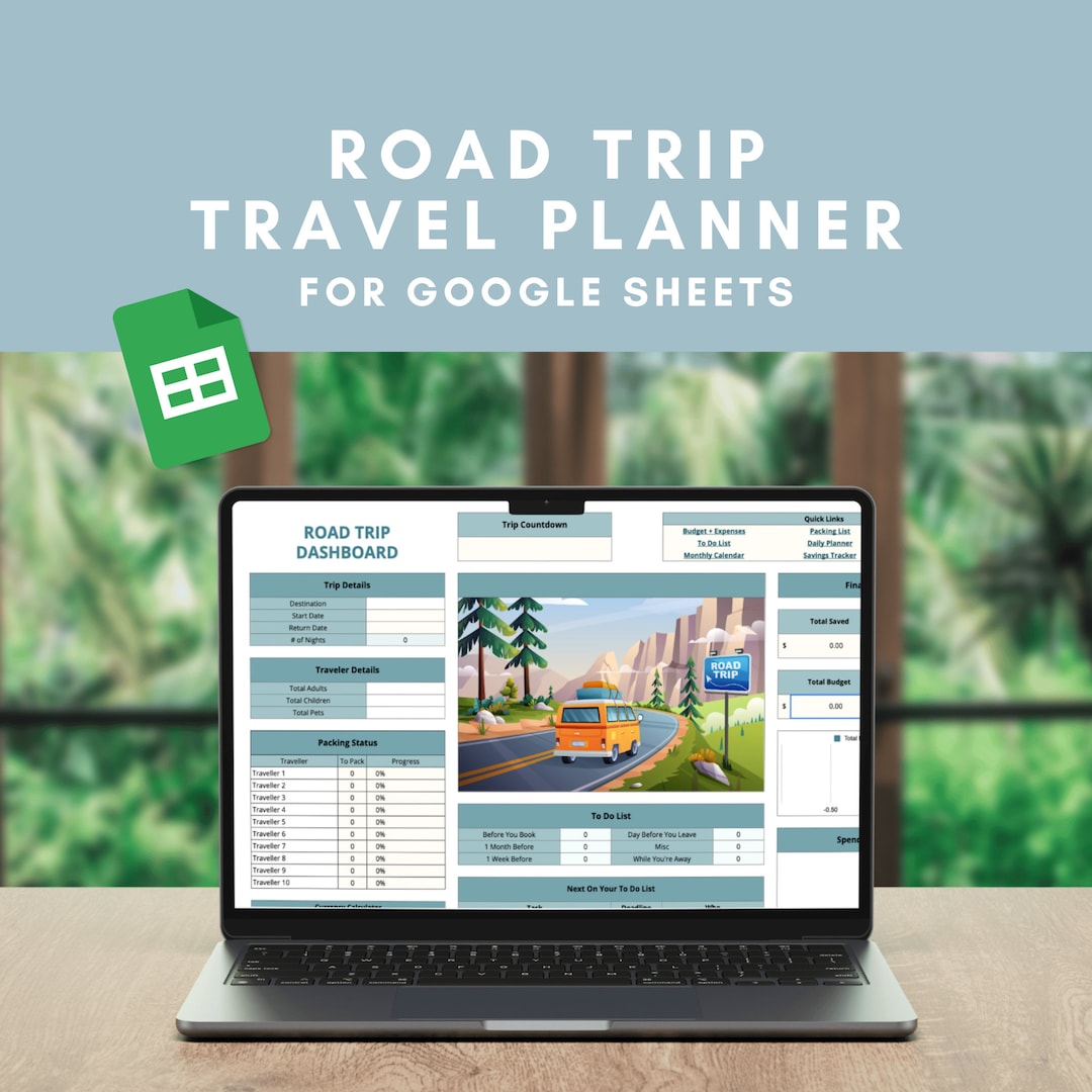 Road Trip Travel Planner Google Sheet | Digital Travel Planner | Travel ...