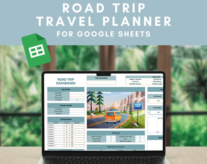 Road Trip Planner | Google Sheets Vacation Itinerary (digital Download ...