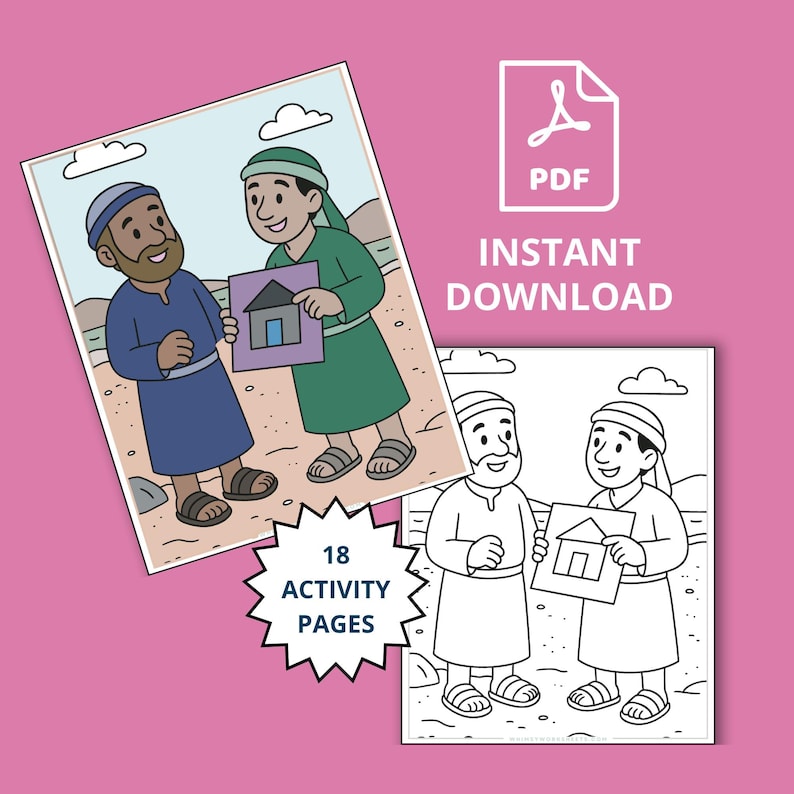 Wise and Foolish Builders Printable | 18-page Bible Parable Activity ...