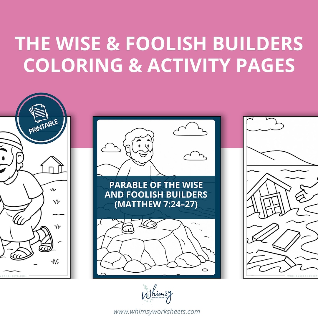 Wise and Foolish Builders Printable | 18-page Bible Parable Activity ...
