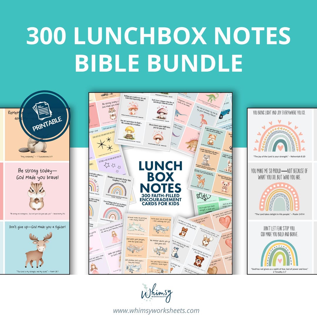 300 Bible Verse Lunchbox Notes | Christian Kids Encouragement Cards ...