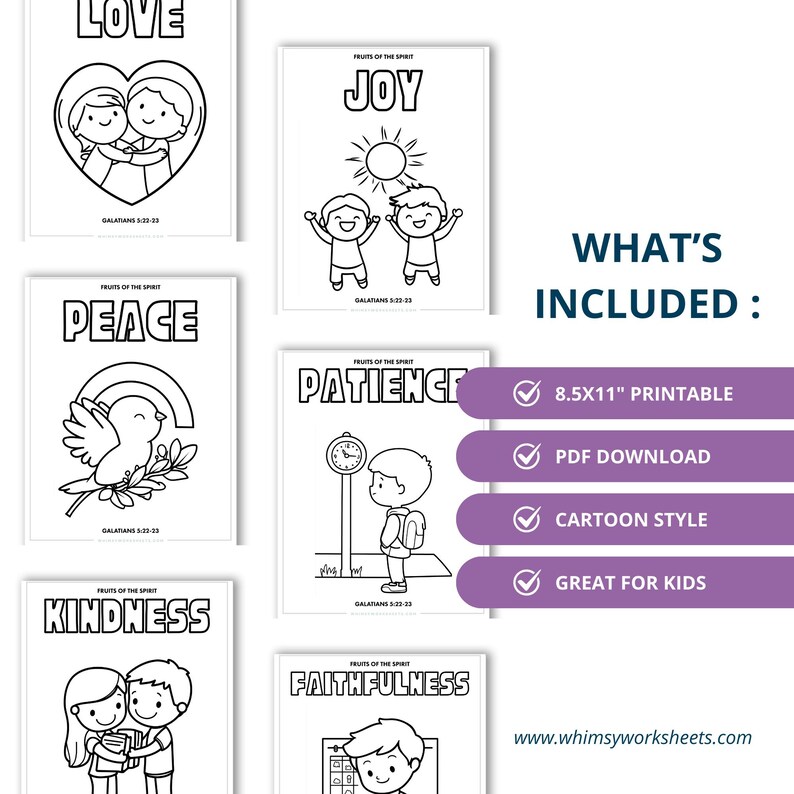 Fruits of the Spirit Coloring Pages | Sunday School Activity (PDF) - Etsy