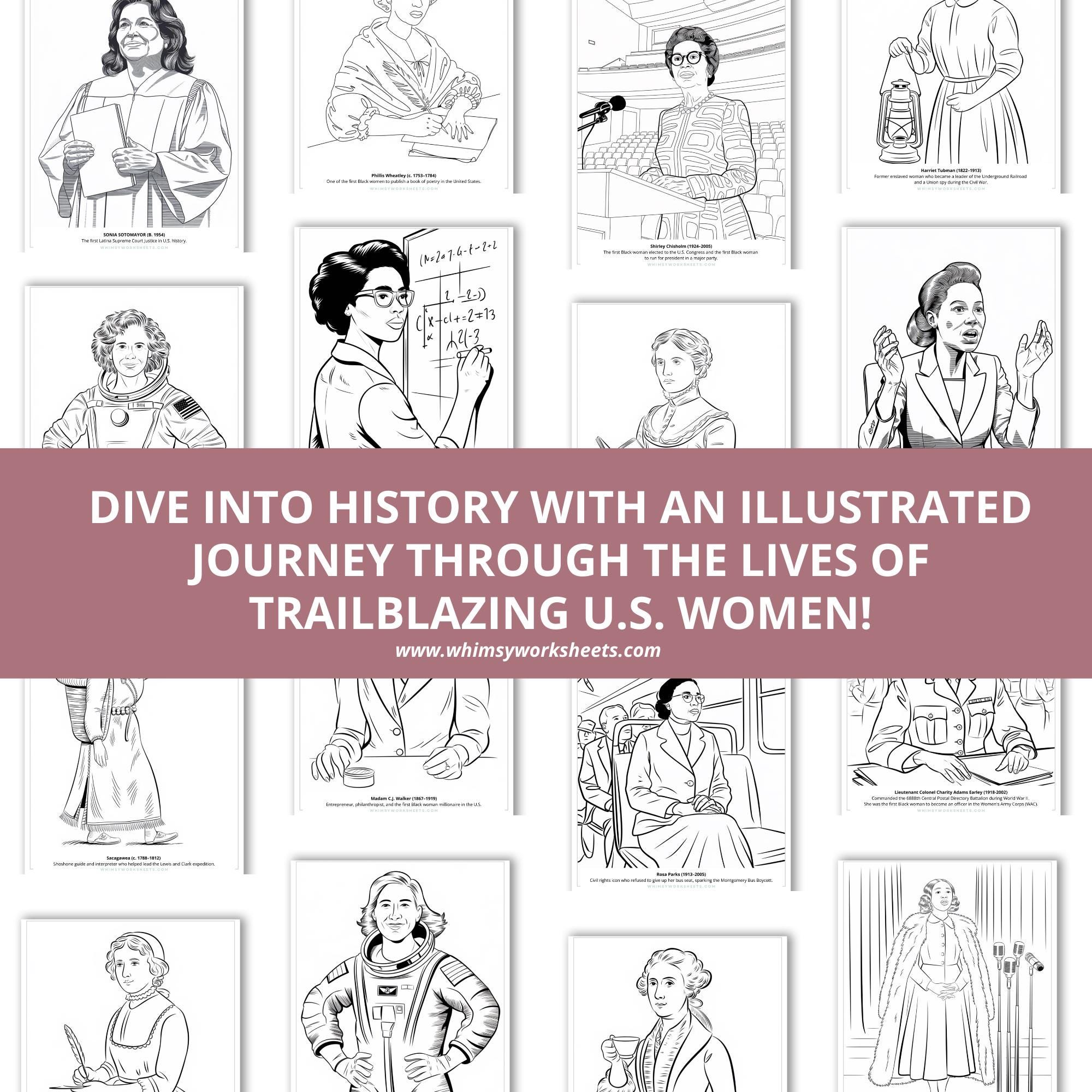 50 Trailblazing U.S. Women Coloring Pages | Women's History Month ...