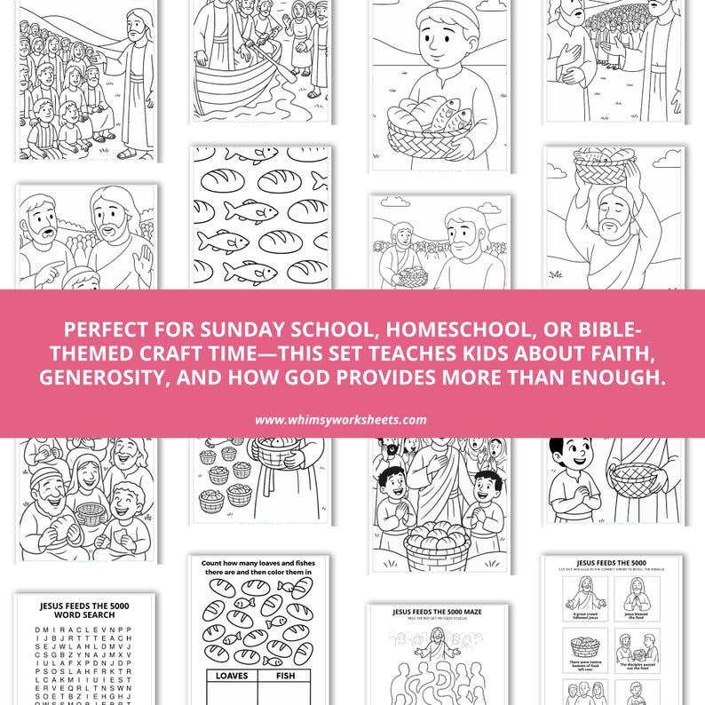Jesus Feeds 5000 Activity | Coloring Sheets for Sunday School | Bible ...