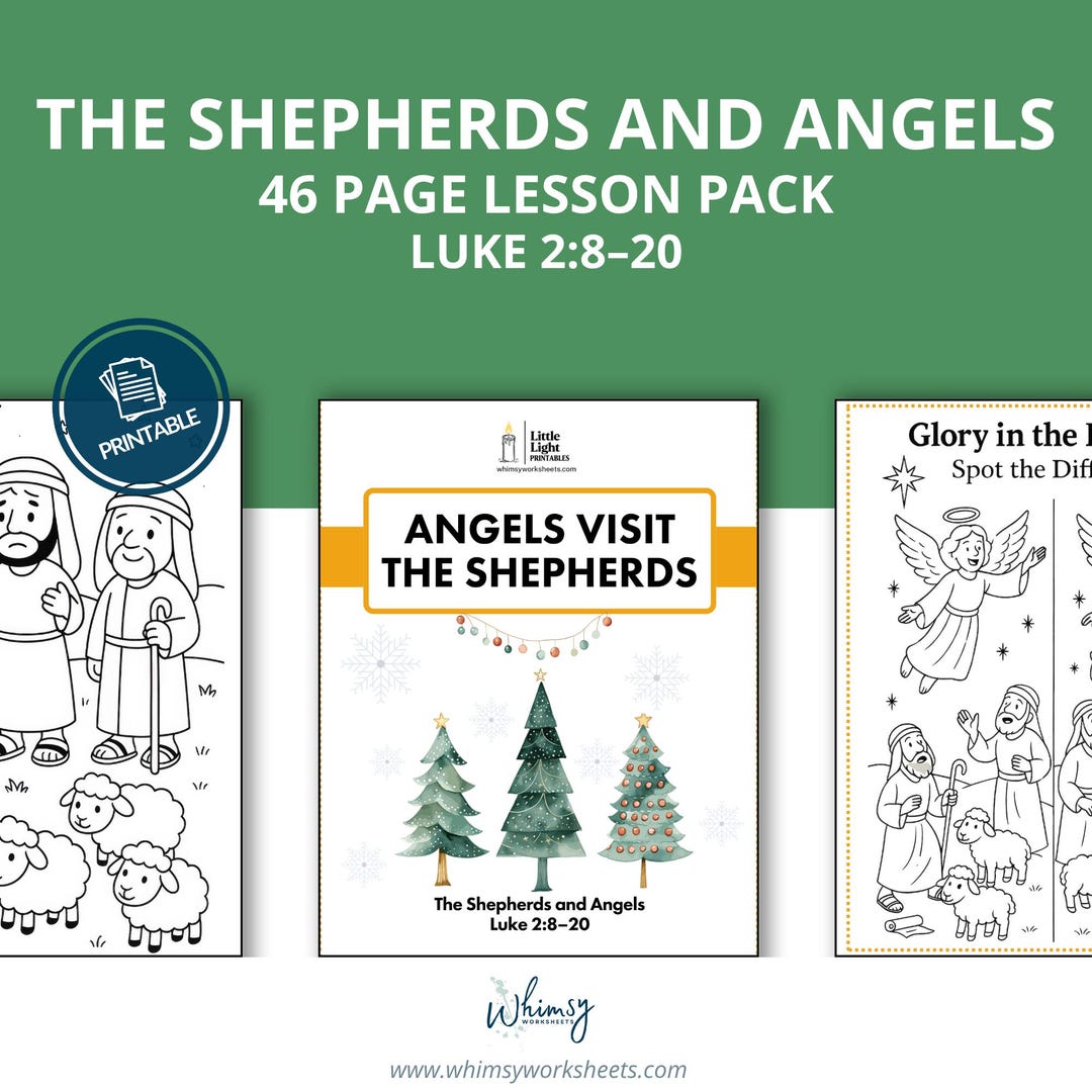 The Shepherds and Angels Bible Lesson | 46-page Christmas Activity Pack ...