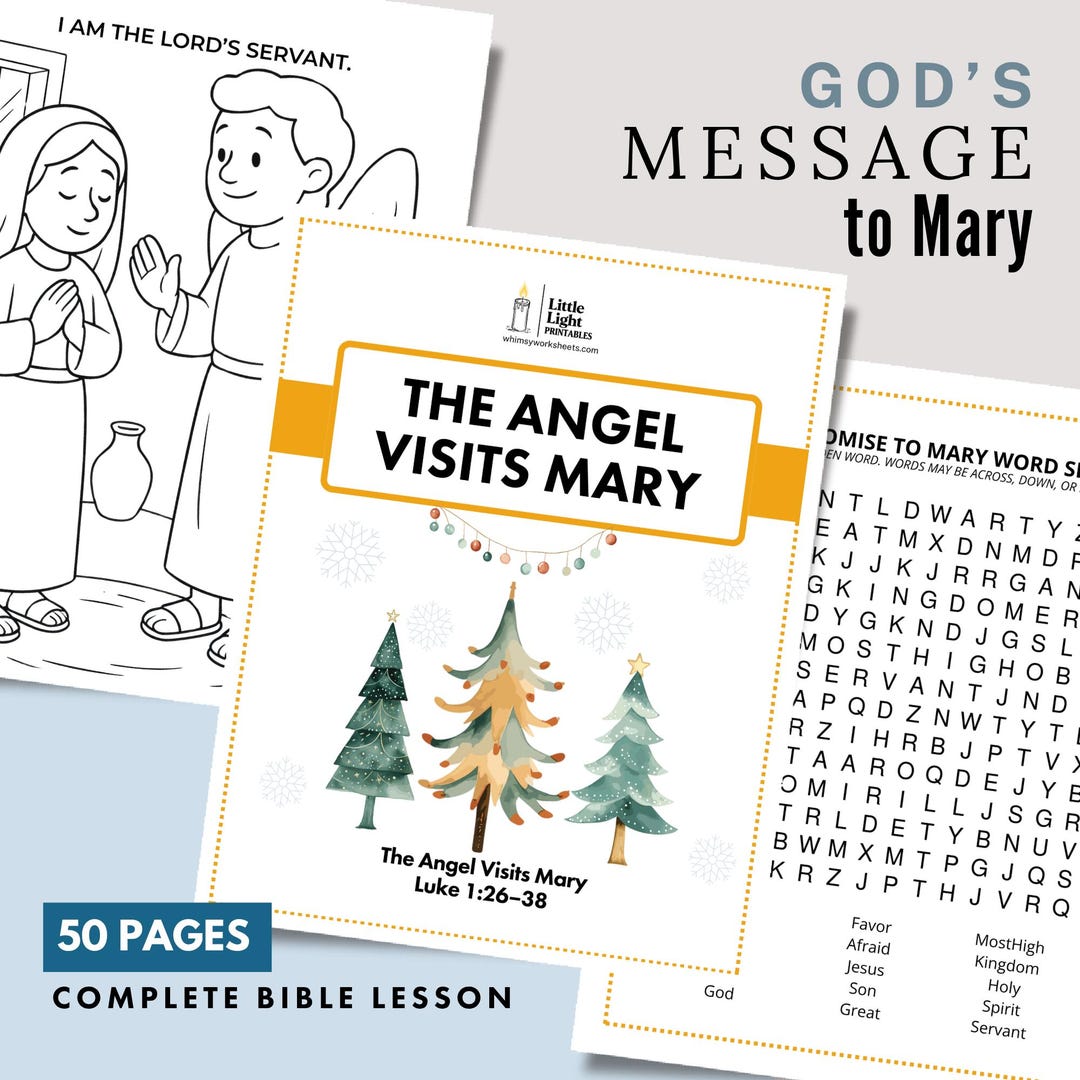 Luke 1:26–38 Christmas Bible Lesson for Kids | 50-page Advent Printable ...