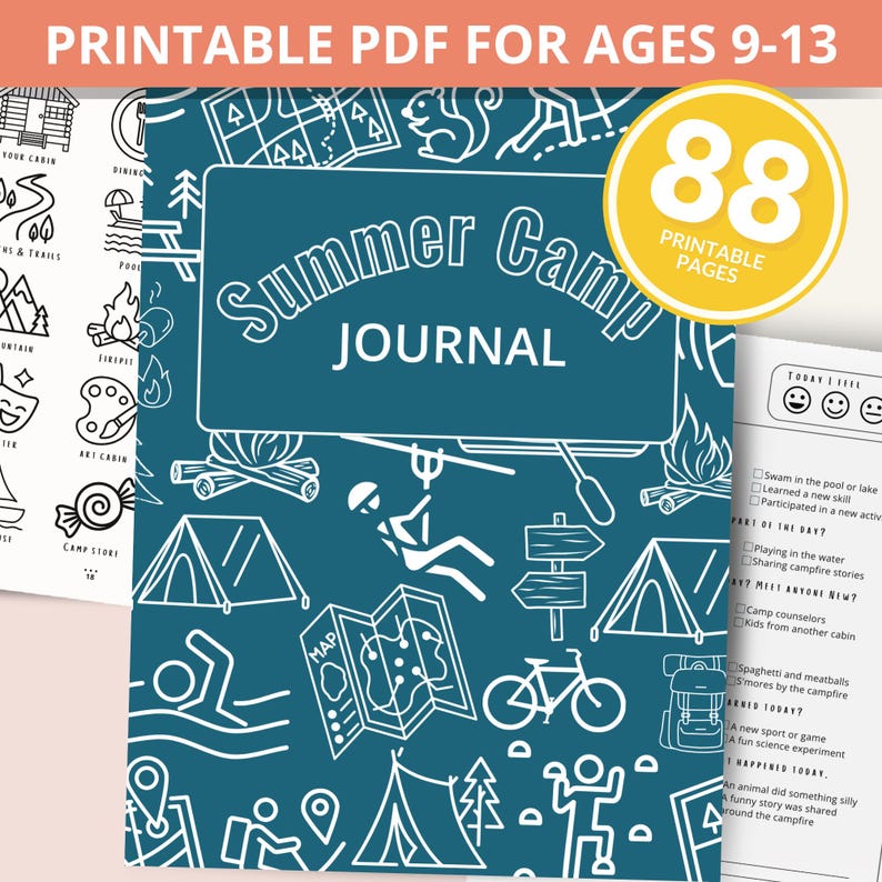 Summer Camp Journal for Tweens | Printable Journal | Youth Camp Planner ...