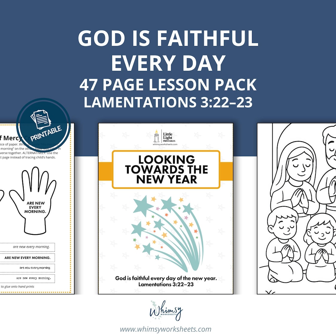 New Year Bible Lesson for Kids | 47-page Printable Church Activity Book ...