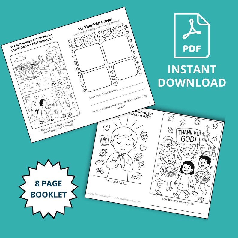Thanksgiving Bible Activity Booklet for Kids | Printable Church Handout ...