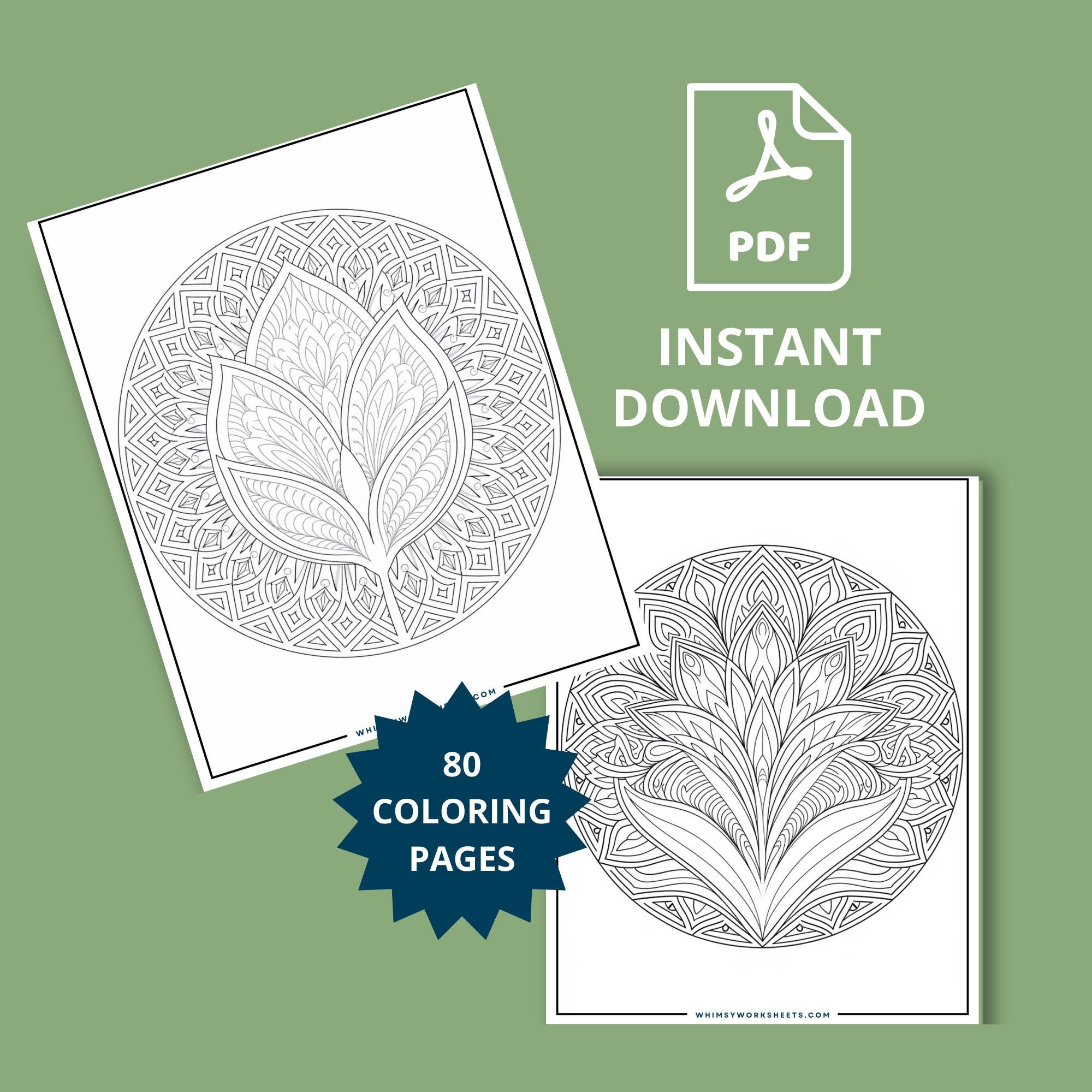 60 Adult Coloring Pages Mandala Therapy Zentangle | Tulip Mandalas ...