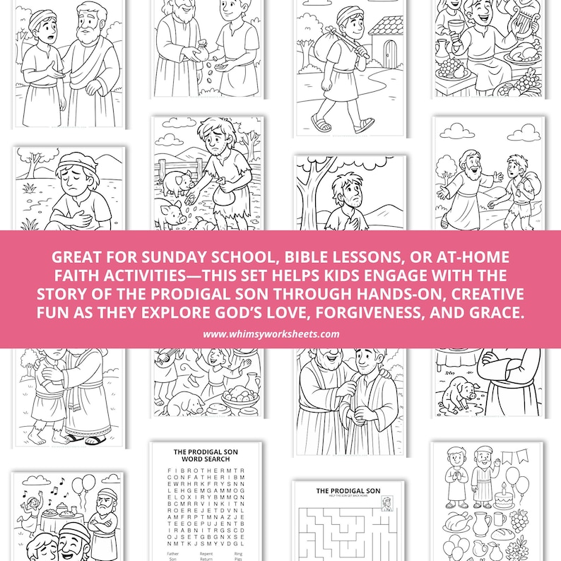 Prodigal Son Bible Story Coloring Pages & Activities for Kids | Sunday ...