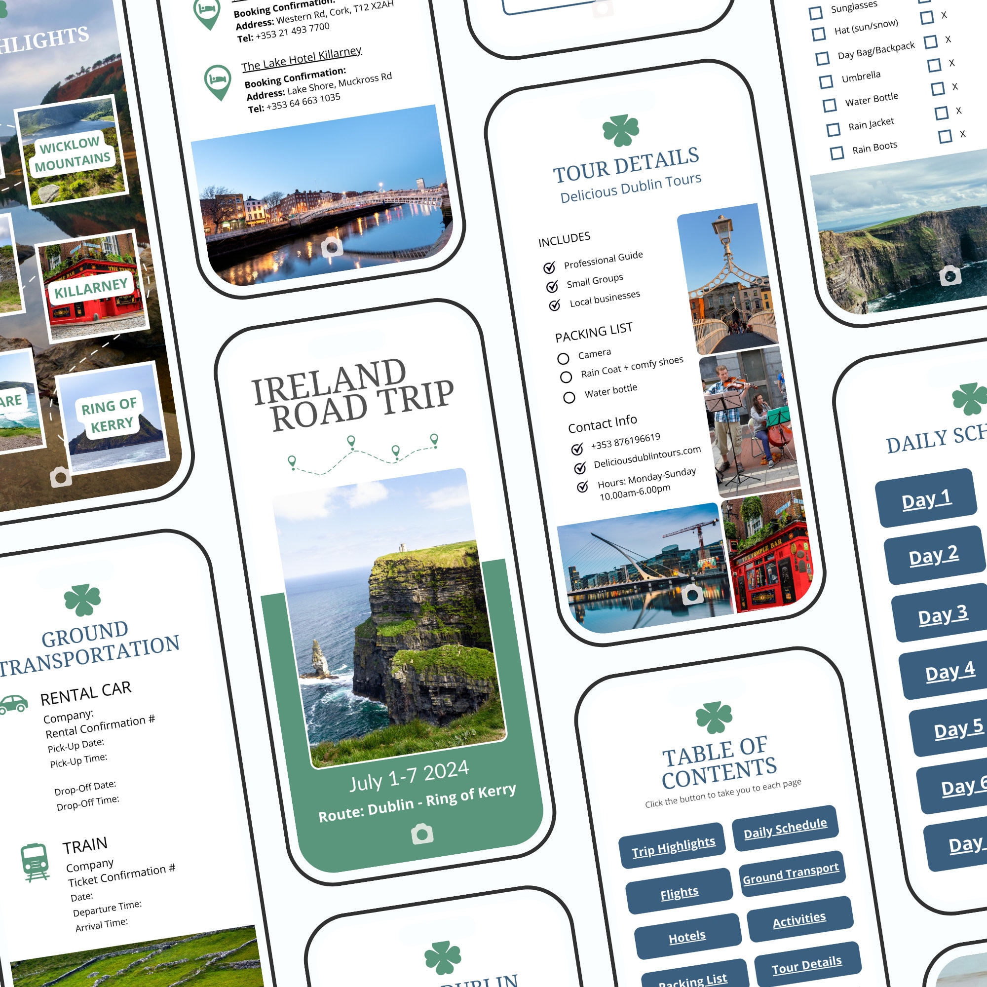 Canva Travel Guide Template | Ireland Digital Trip Itinerary | Mobile ...