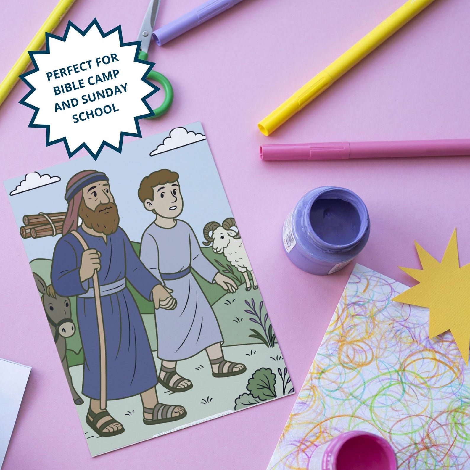 Abraham & Isaac Bible Story | Sunday School Craft Kits | Kids Coloring ...