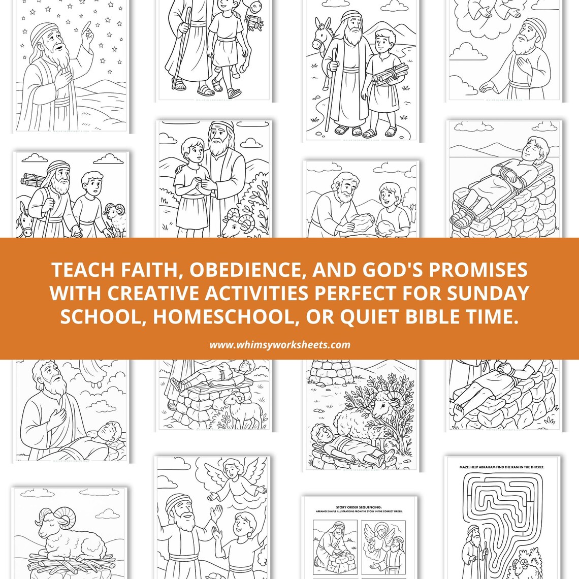 Abraham & Isaac Bible Story | Sunday School Craft Kits | Kids Coloring ...