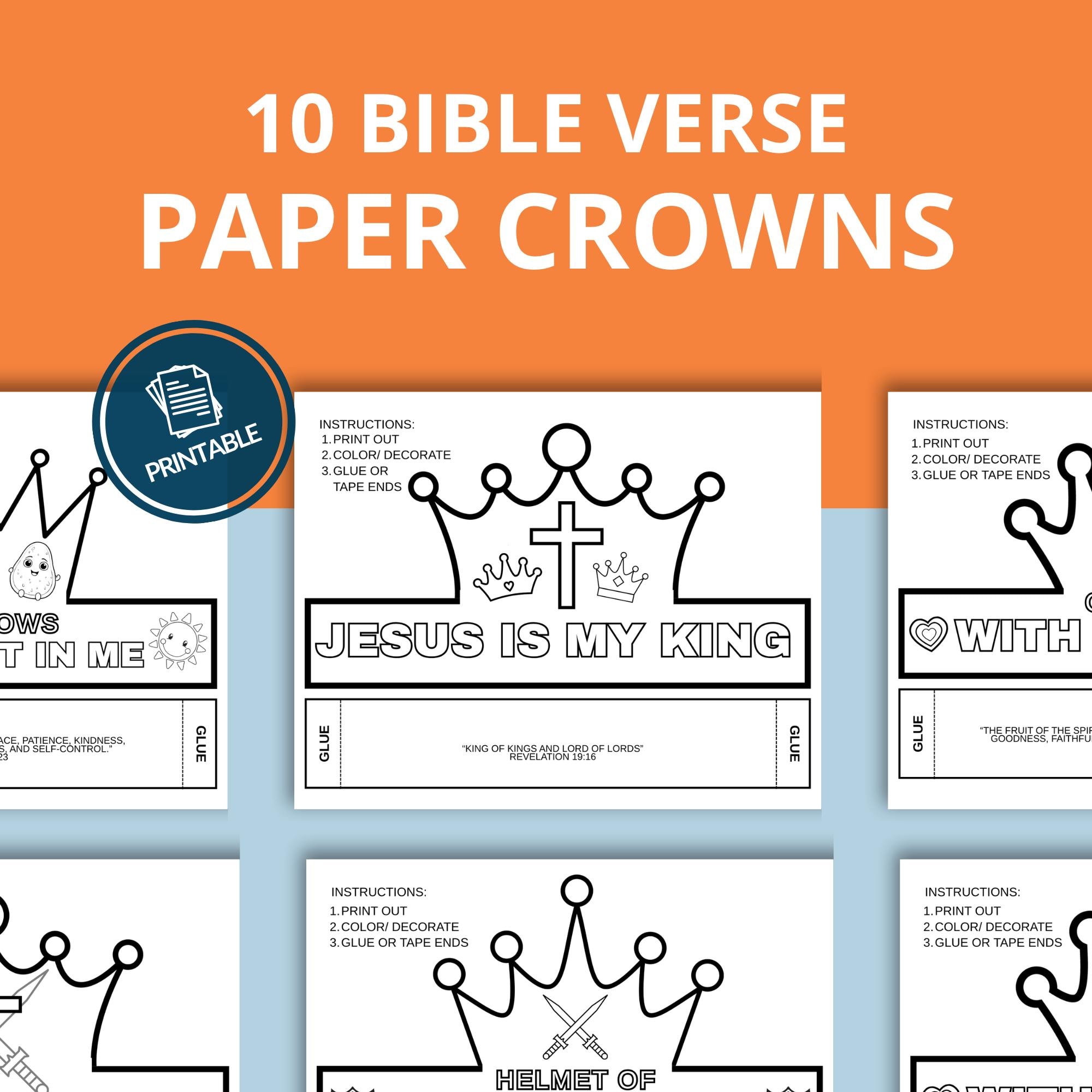 10 Printable Paper Crowns Bundle | Christian Games and Activities for ...