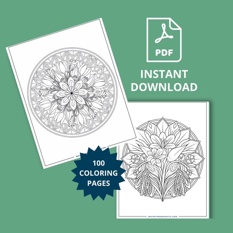 100 Flower Bouquet Mandala Designs | Adult Coloring Book | Floral ...