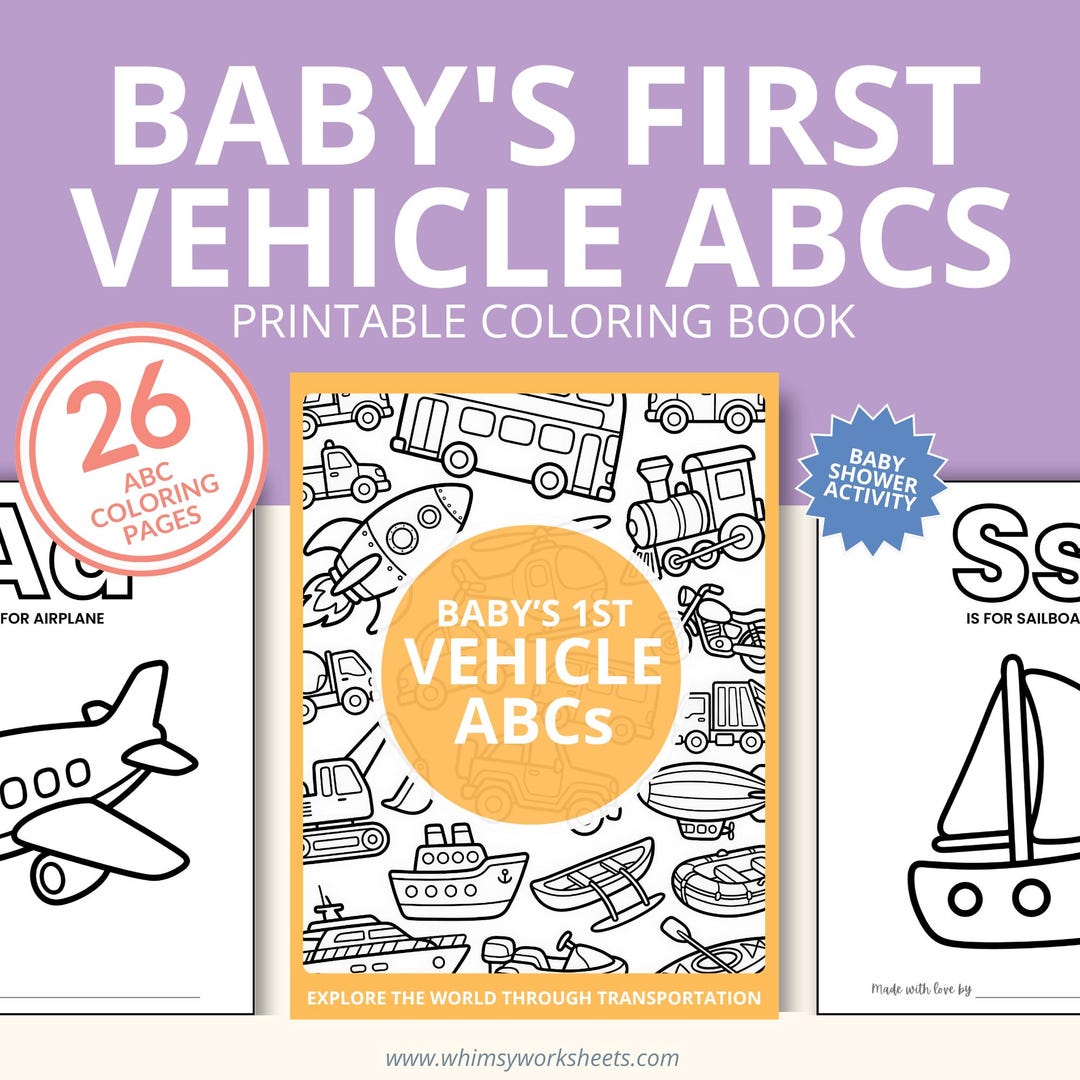 Vehicle Alphabet Book | ABC Coloring Book | Babys First ABC Book | A-Z ...