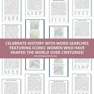 110 Famous Women's History Word Search Puzzles (PDF) - Etsy