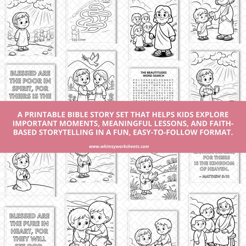 The Beatitudes Bible Coloring Pages for Kids | Sunday School Art ...