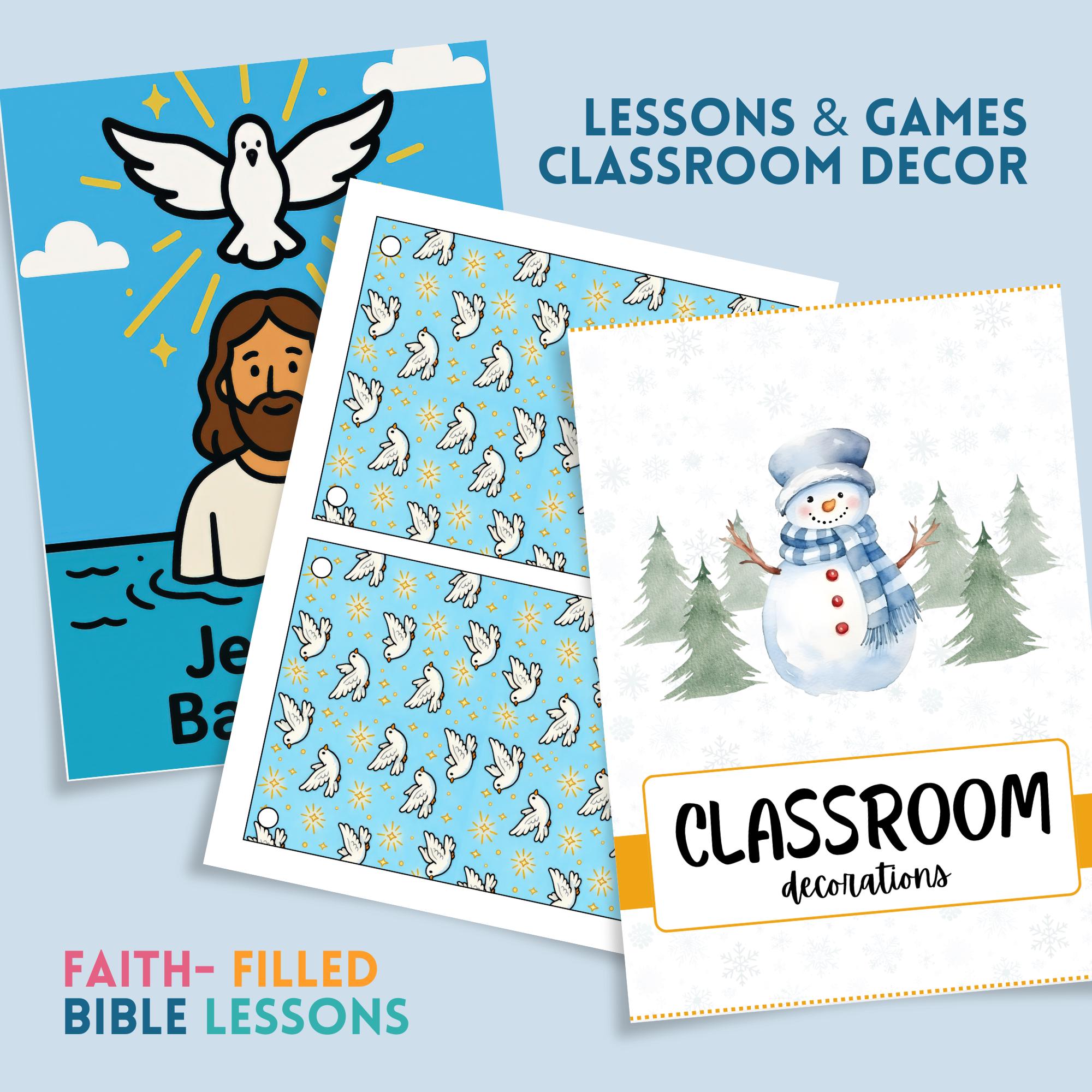 Baptism of Jesus Bible Lesson for Kids | 62-page Printable Church Quiet ...