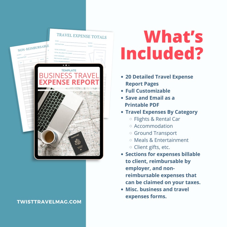 Business Travel Expense Report Template | Customizable Canva Finance ...