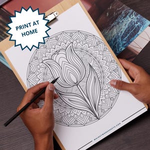 60 Adult Coloring Pages Mandala Therapy Zentangle | Tulip Mandalas ...