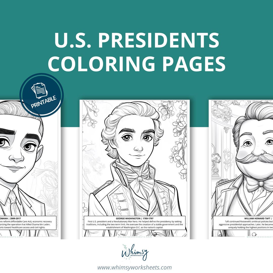 Educational Fun With Presidents Coloring Book | Printable Activity ...