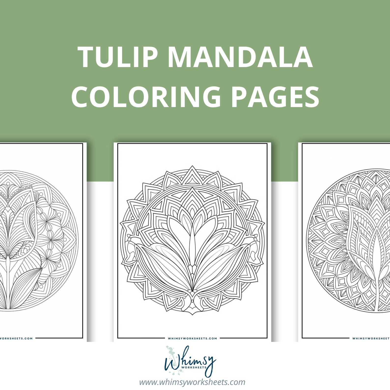 60 Adult Coloring Pages Mandala Therapy Zentangle | Tulip Mandalas ...