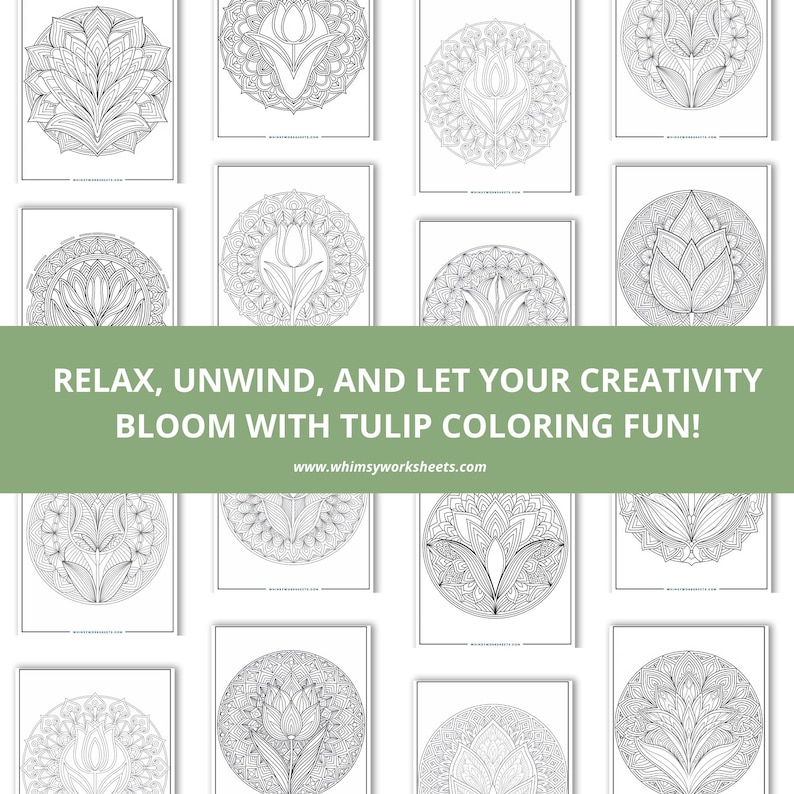 60 Adult Coloring Pages Mandala Therapy Zentangle | Tulip Mandalas ...