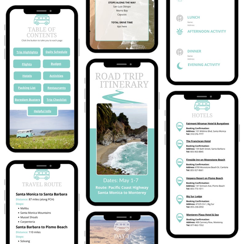 Travel Itinerary Template Canva Ultimate | Road Trip Planner | Digital ...