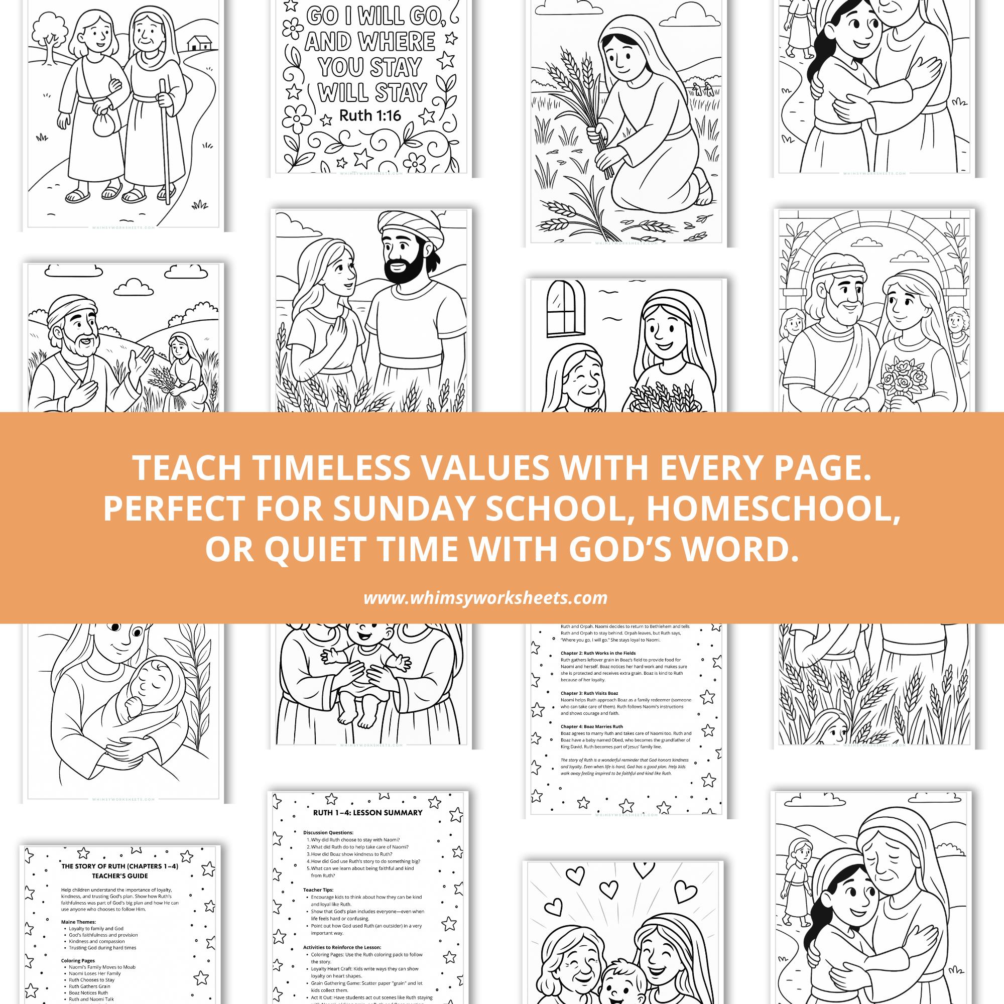Book of Ruth Sunday School Lesson | Printable Activities | Homeschool ...