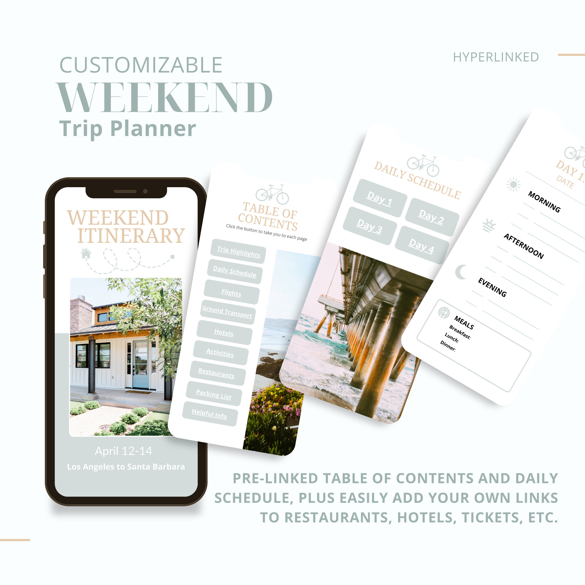 Weekend Trip Travel Itinerary Template Mobile Itinerary Travel Guide ...