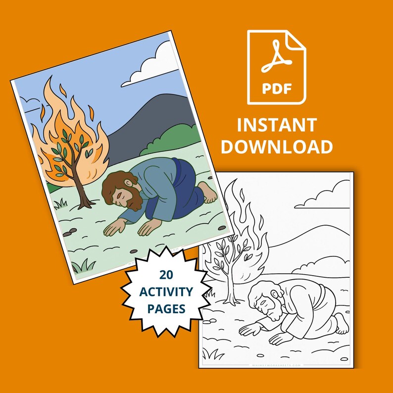 Moses Burning Bush Bible Story Craft | Kids Printable Activity | Sunday ...