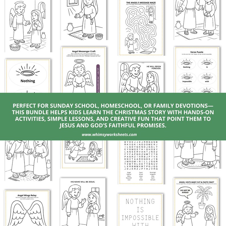 Luke 1:26–38 Christmas Bible Lesson for Kids | 50-page Advent Printable ...