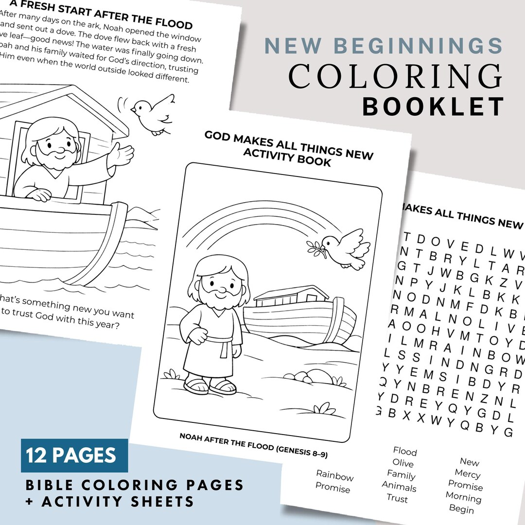 Noah’s Ark Church Activity Book for Kids | 12-page Printable Bible ...